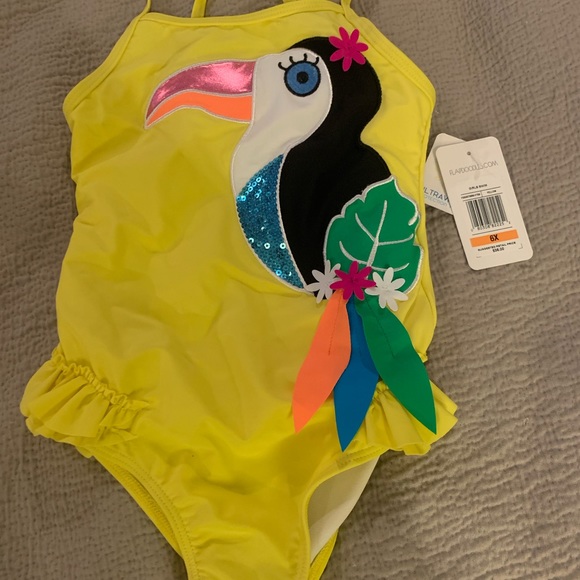 Flapdoodles | Swim | Yellow Onepiece Swimsuit For Girl Toucan | Poshmark
